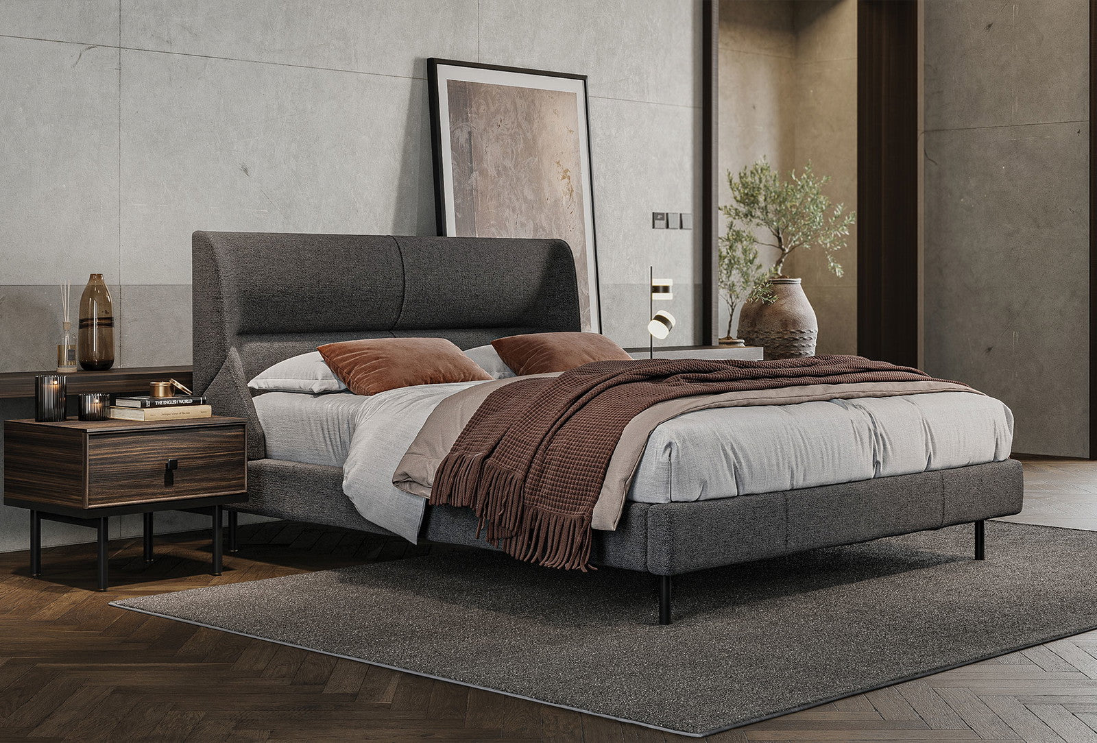 Parma Bed | Modern Upholstered Bed with Curved Headboard – Avian
