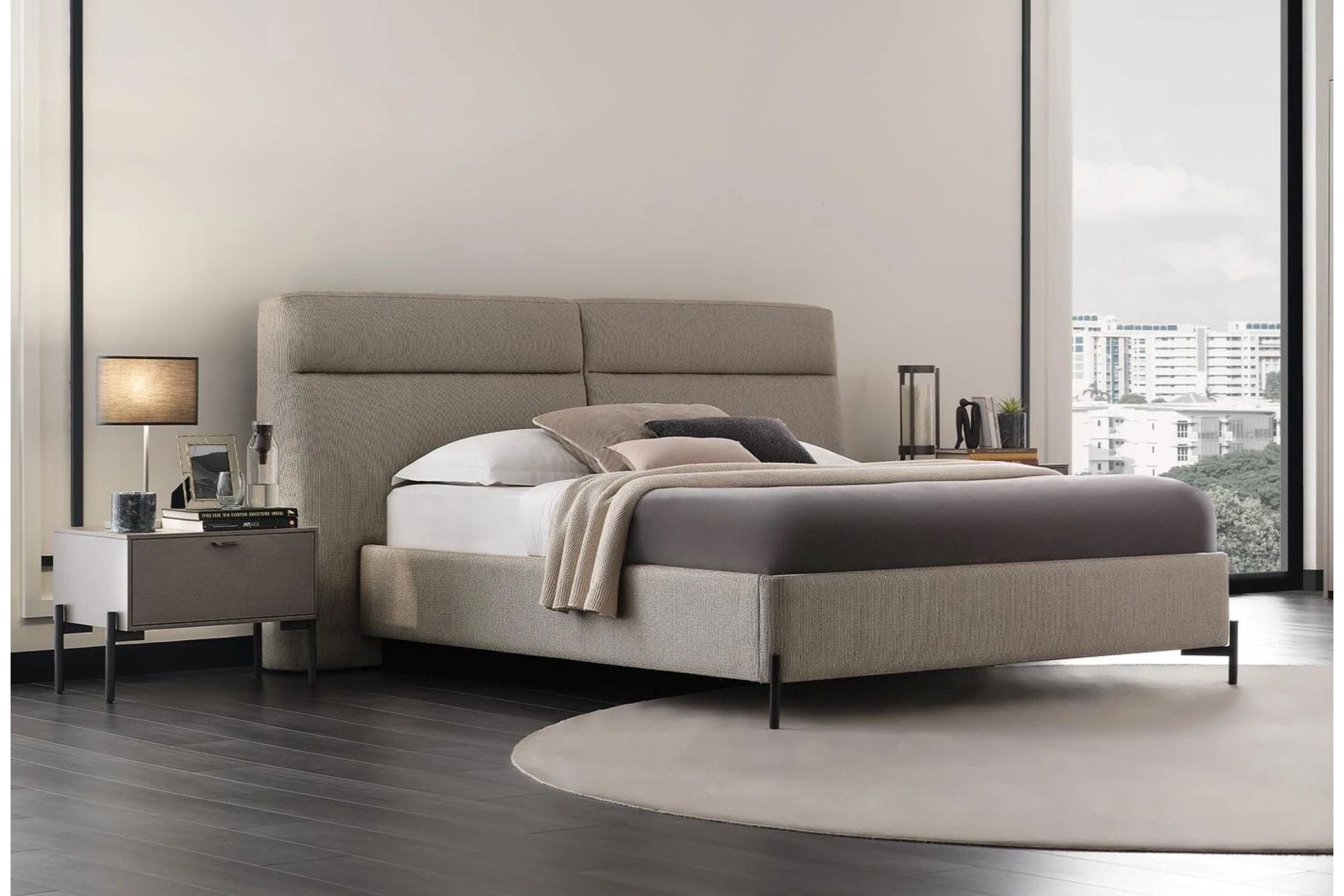 Berta Bed | Modern Fabric Upholstered Bed with Metal Legs – Avian Lifestyle